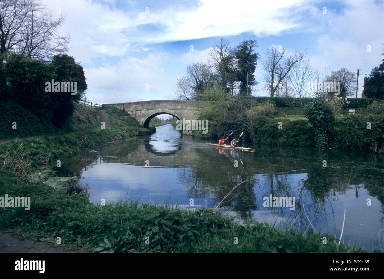 Scenic view of two men Kayaking on a river Stock Photo - Alamy