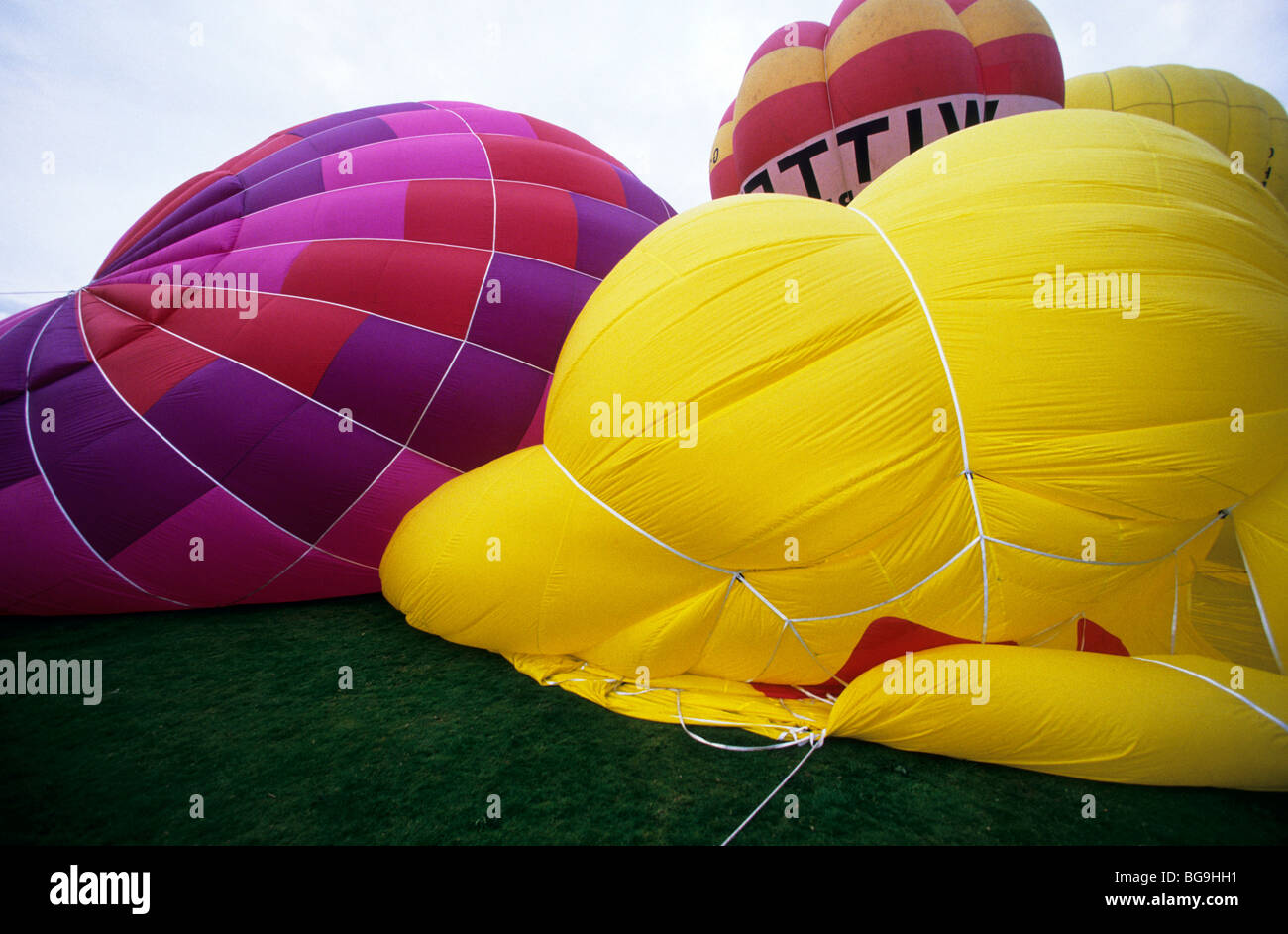Hot air balloons being inflated Stock Photo - Alamy