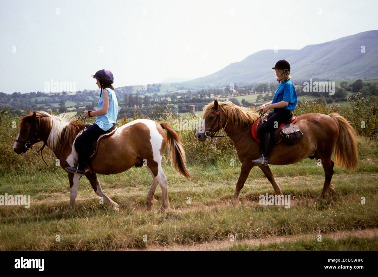 Horse riders on a country path Stock Photo - Alamy
