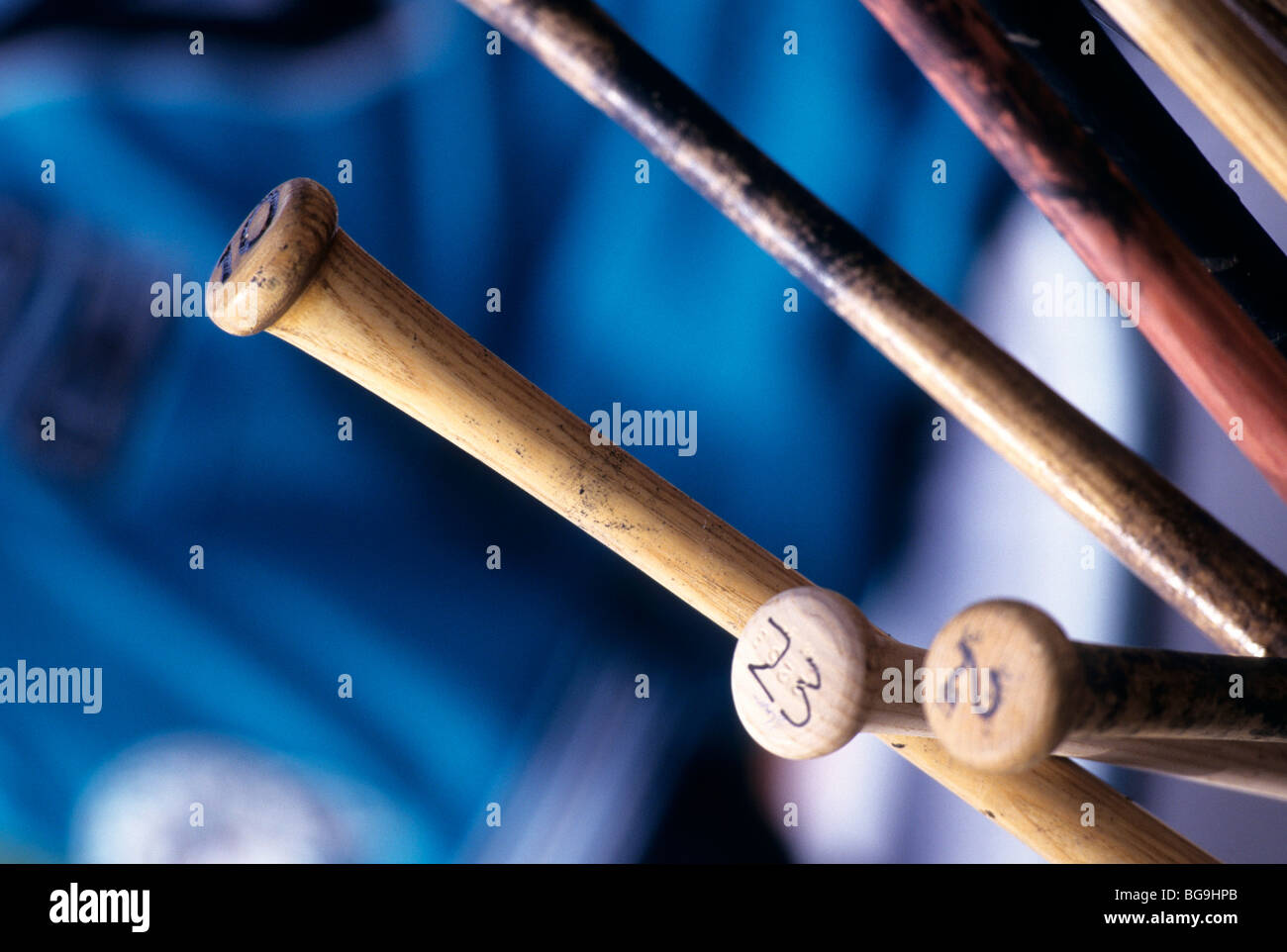 Collection of wooden baseball bats Stock Photo - Alamy