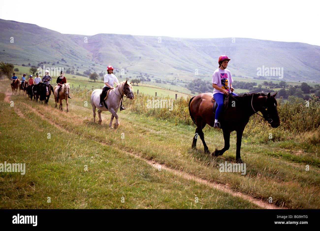 Group of horse riders on a trail Stock Photo - Alamy