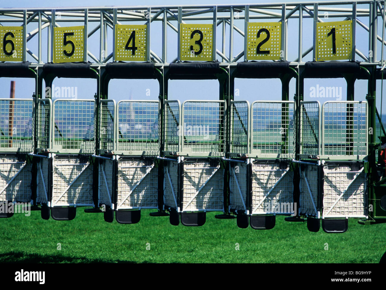 Starting gate on a race track Stock Photo - Alamy