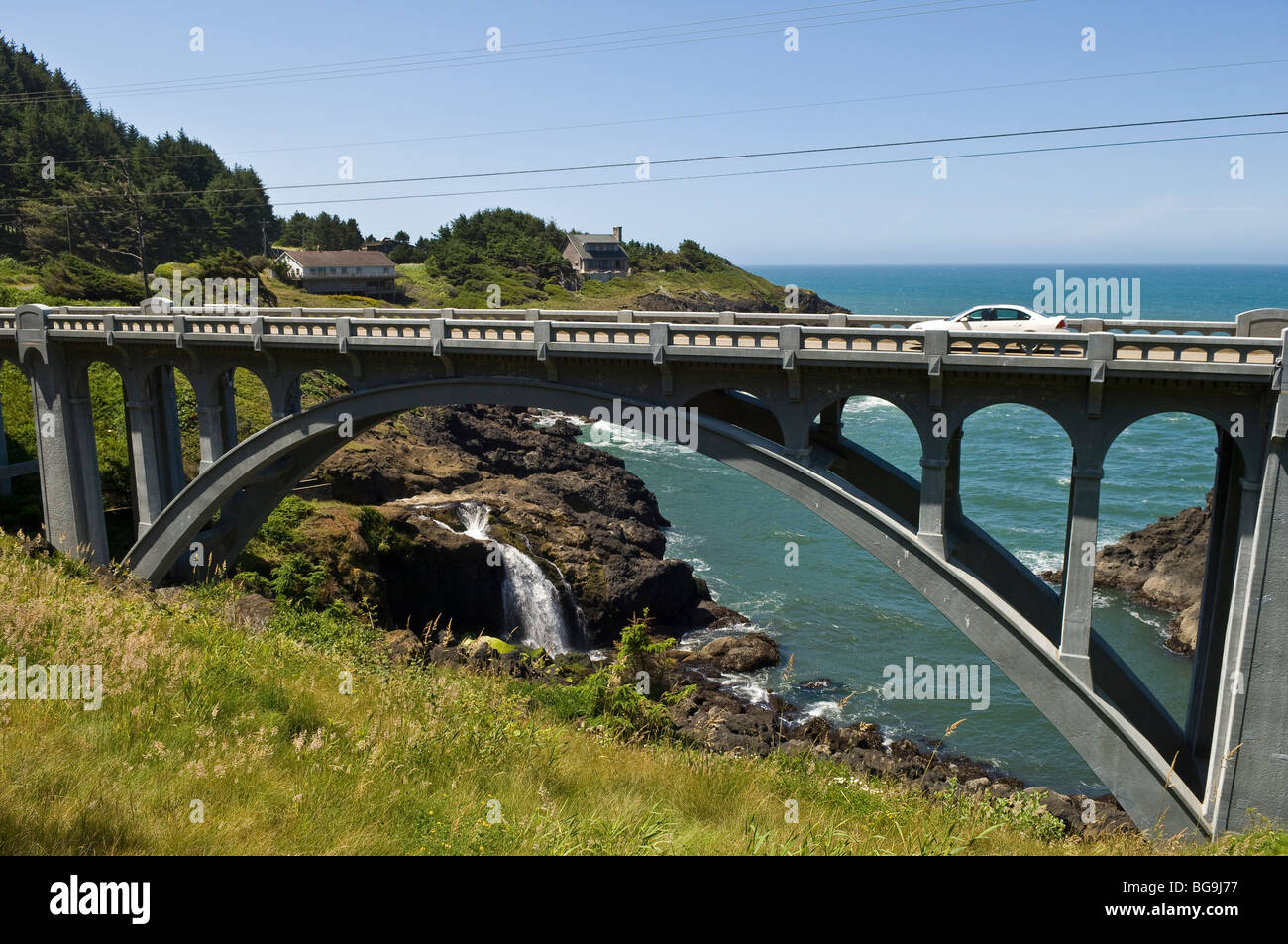 Rocky Creek Bridge, also known as the Ben Jones Bridge, at Otter Crest ...
