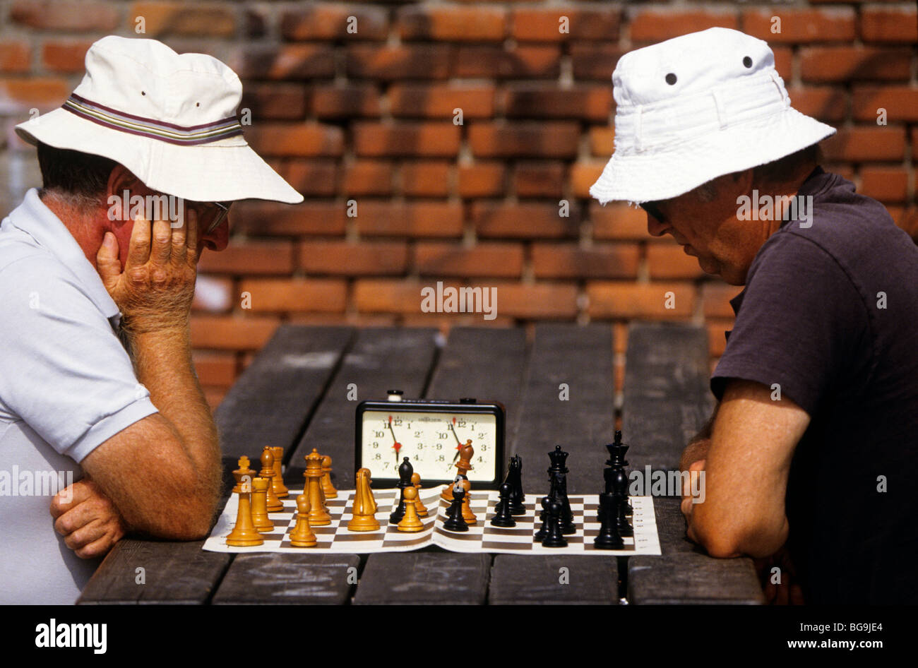 Two men playing chess Stock Photo - Alamy