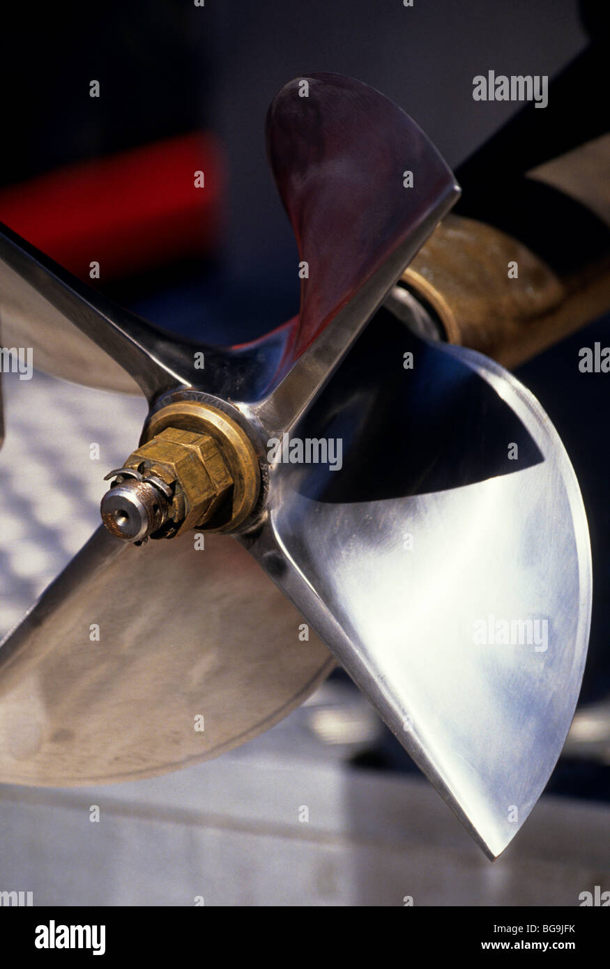 Powerboat propeller detail Stock Photo - Alamy