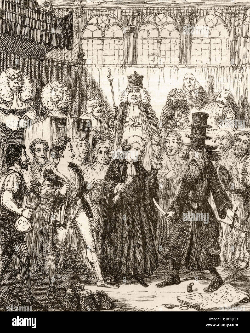 Illustration by George Cruikshank to the poem The Merchant of Venice, a ...