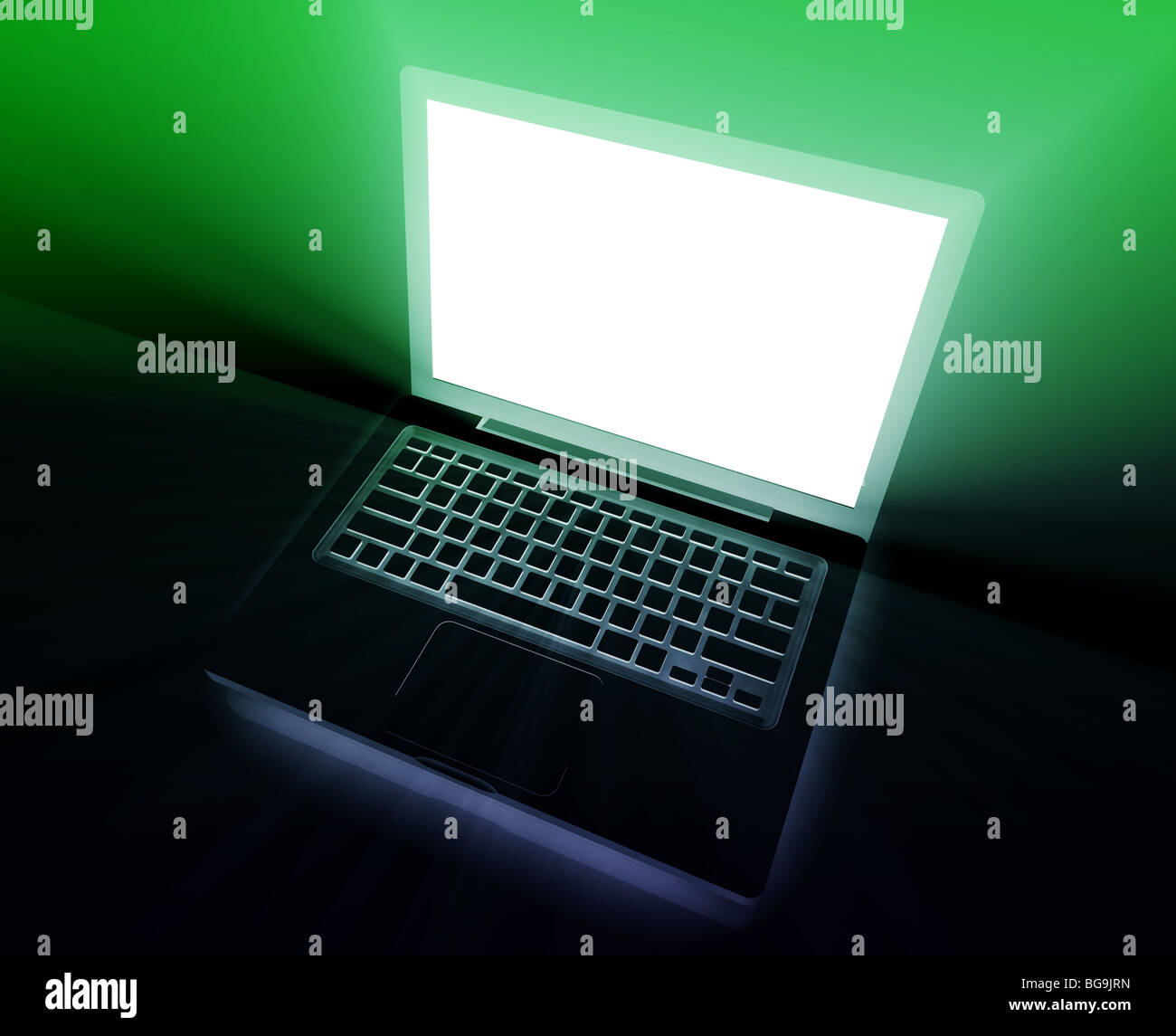 Notebook laptop computer illustration glowing bright modern technology ...