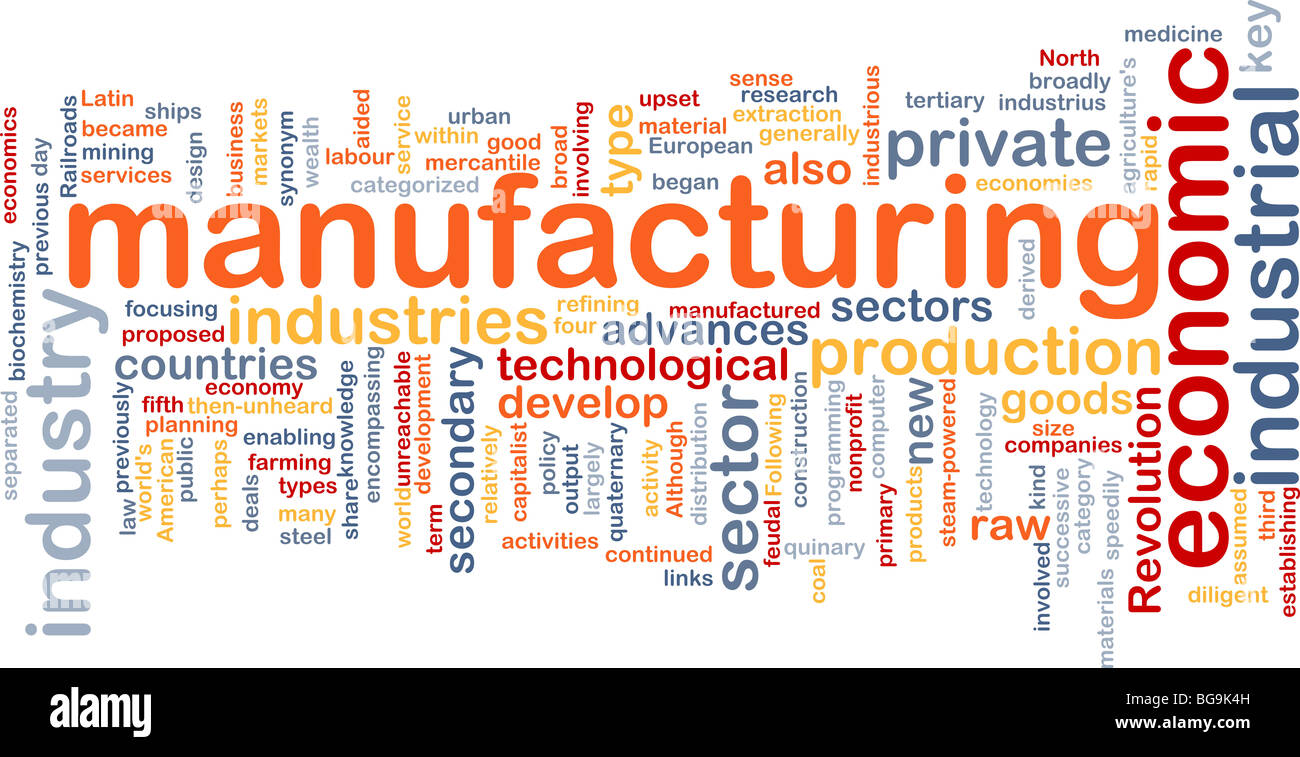 Word cloud concept illustration manufacturing hi-res stock photography ...