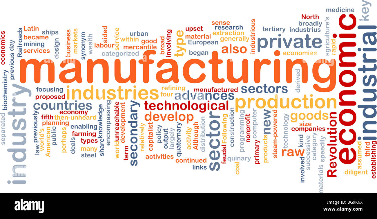 Word cloud concept illustration manufacturing hi-res stock photography ...