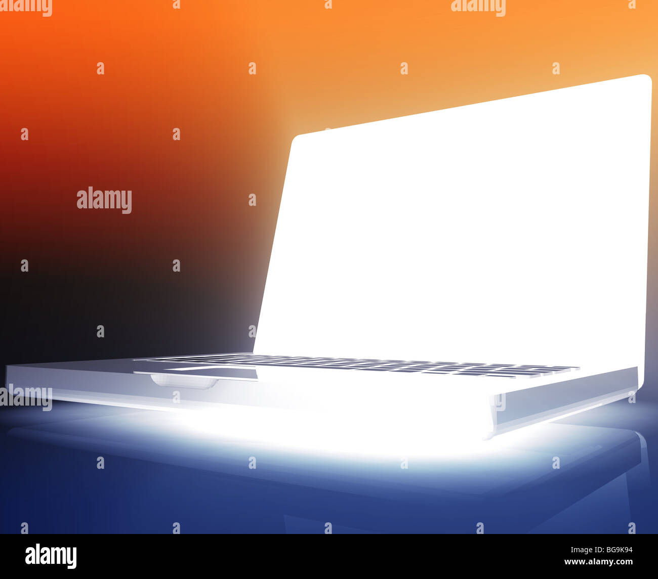 Notebook laptop computer illustration glowing bright modern technology ...