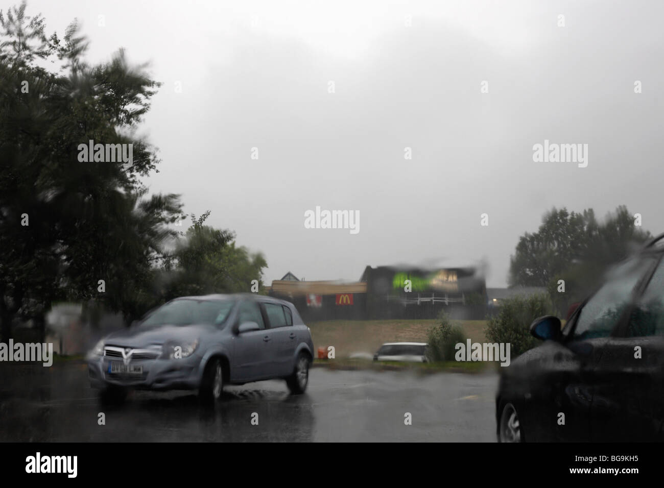 Heavy Rain through a car windscreen, 2009 Stock Photo - Alamy