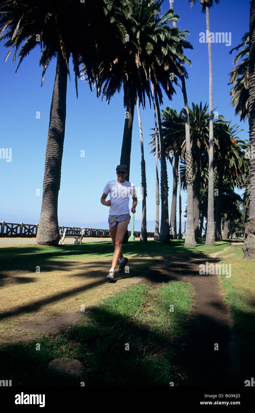 Man jogging along a tree lined path Stock Photo - Alamy