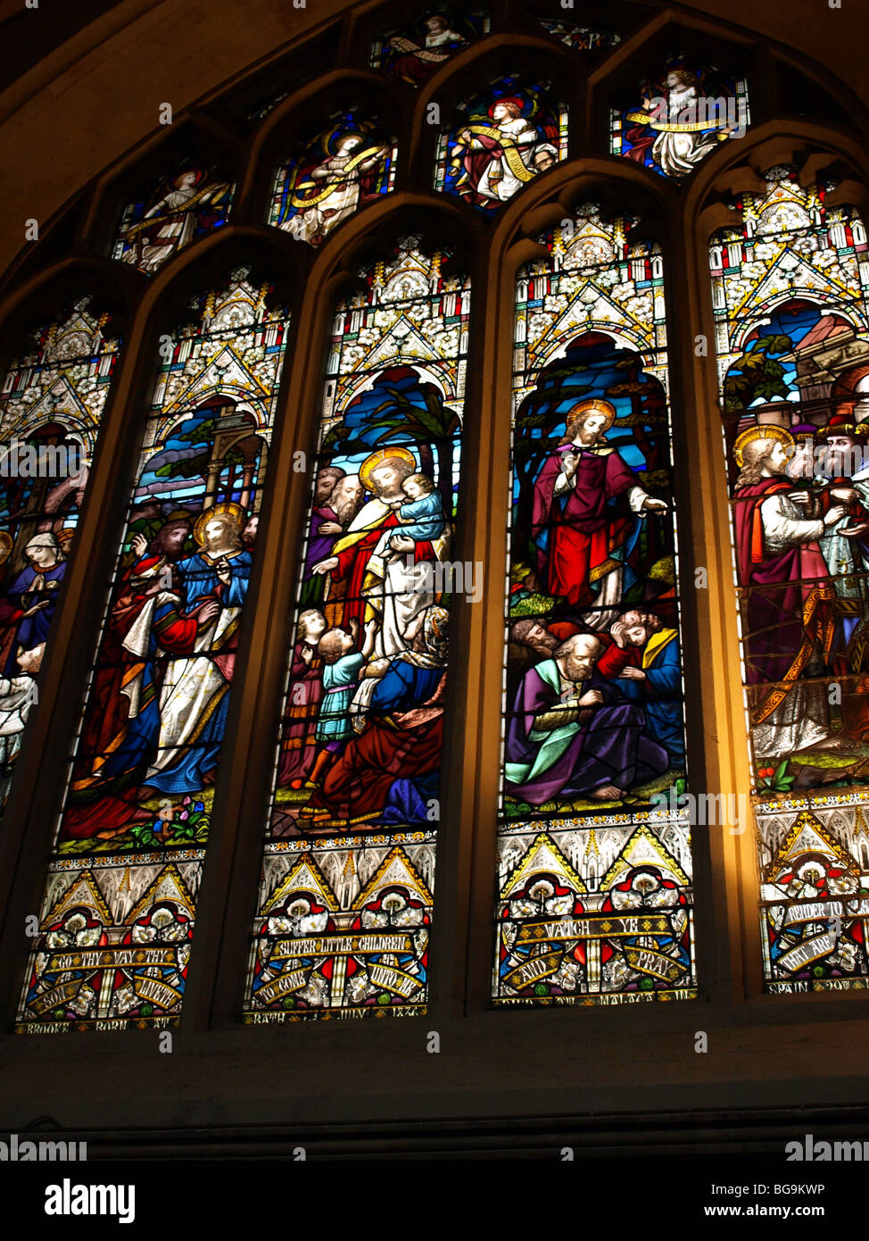 Stained glass window depicting the life of Jesus,Bath Abbey,BATH ...