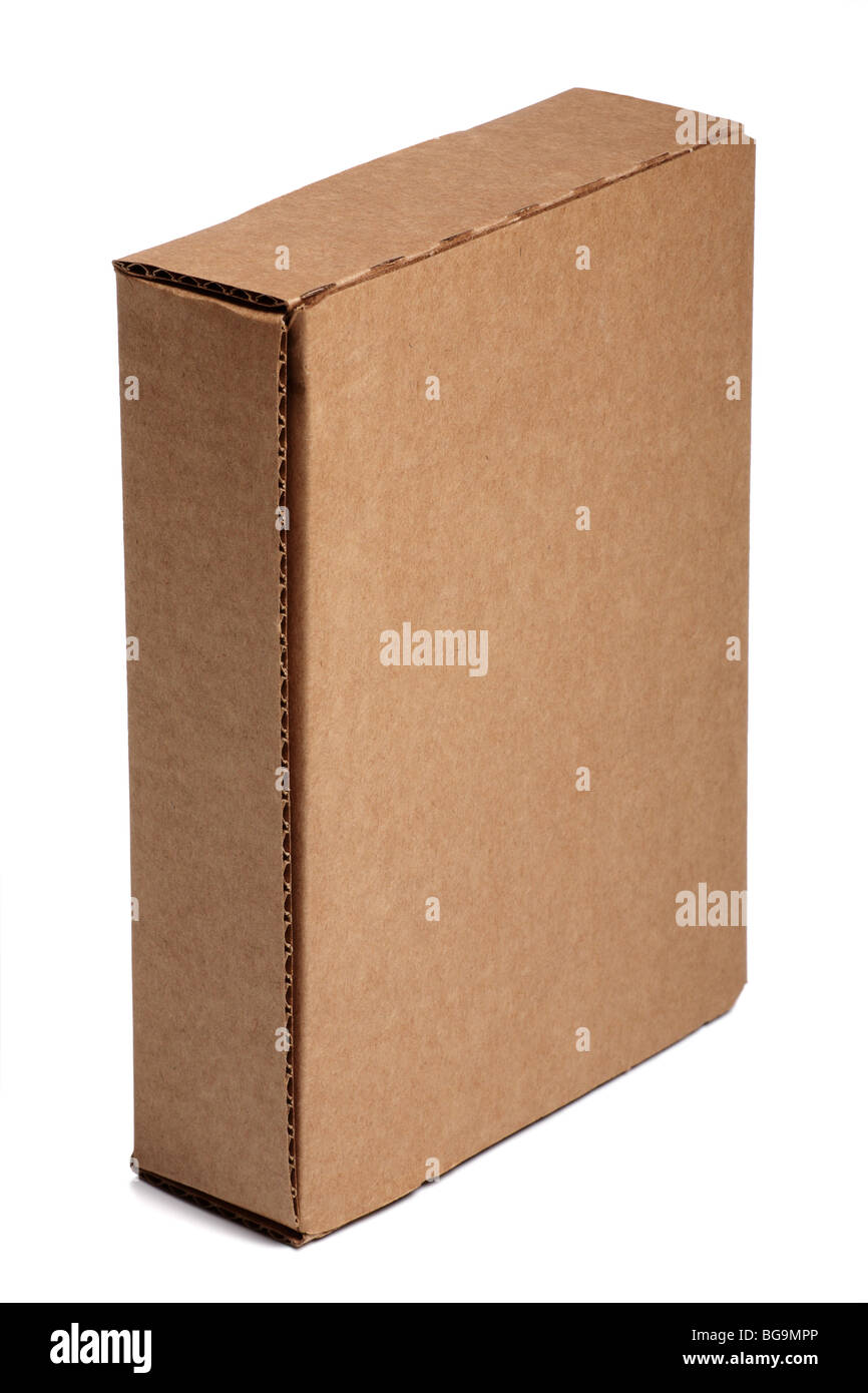 Blank cardboard box isolated on white background. Vertical composition ...