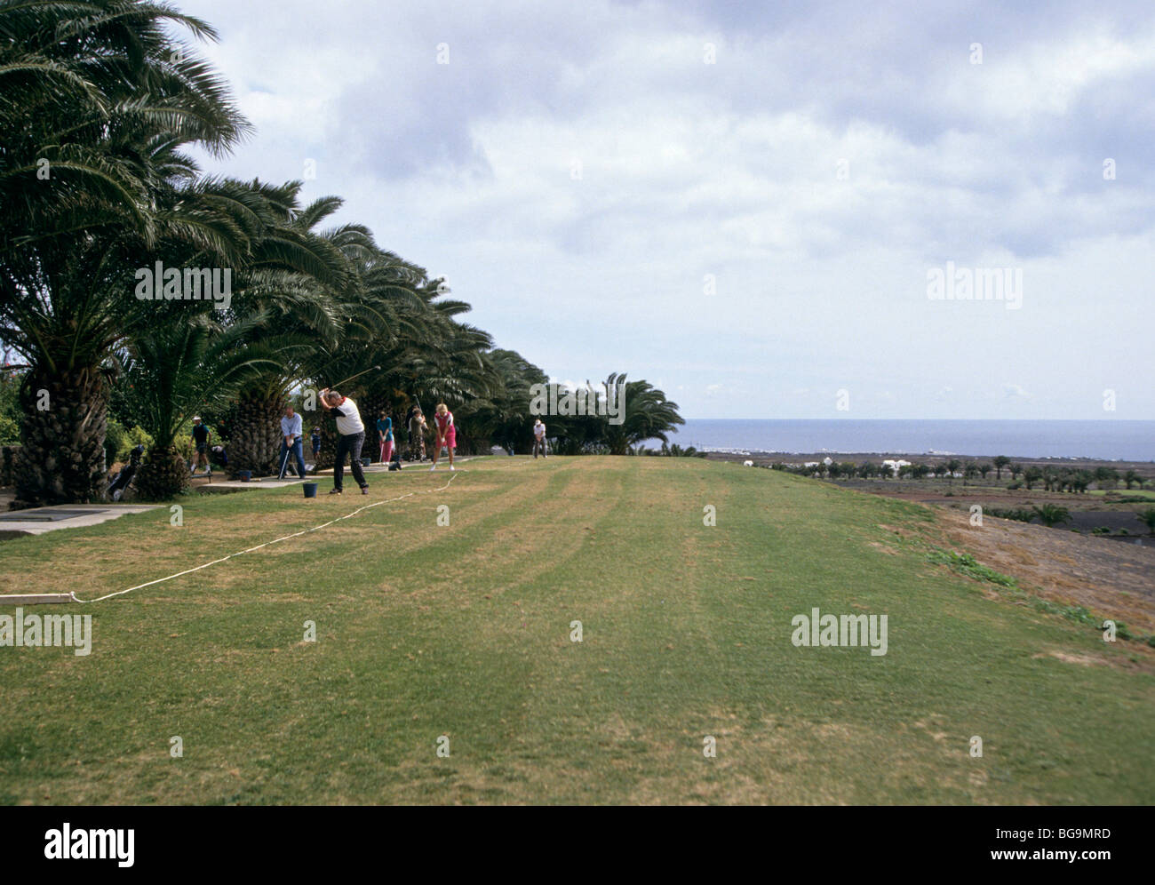 Golfers at a practice range Stock Photo - Alamy