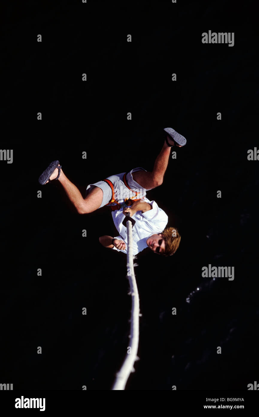 Man bungee jumping Stock Photo - Alamy