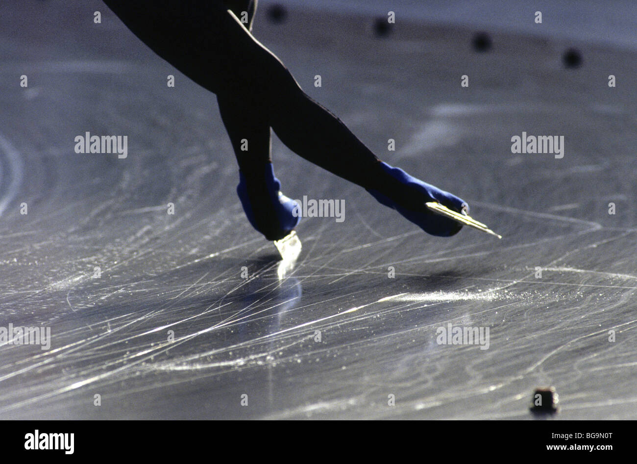 Low profile of a speed skater in action Stock Photo - Alamy