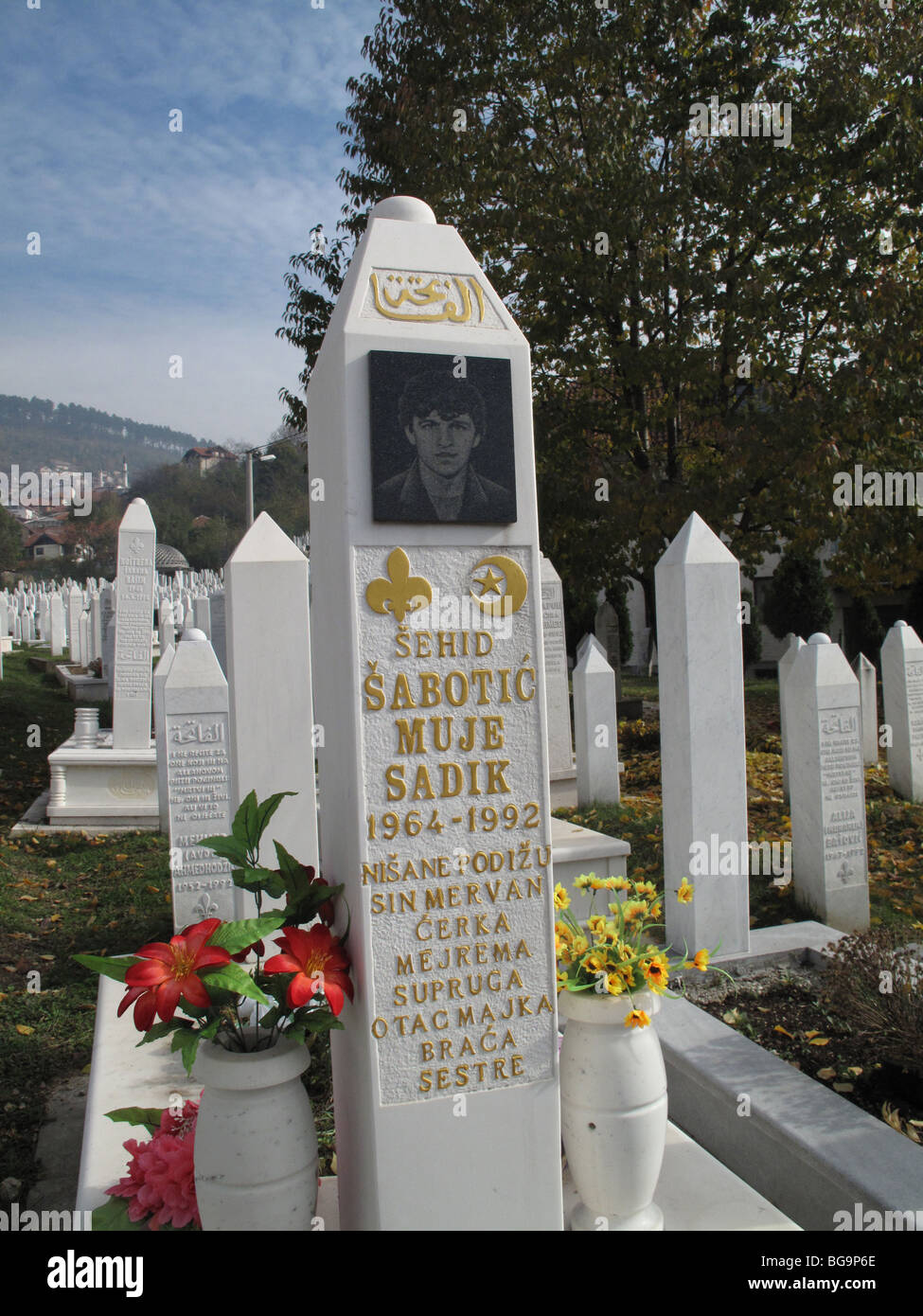 Bosnia Sarajevo . Cemetery with graves of those killed by Serb forces ...