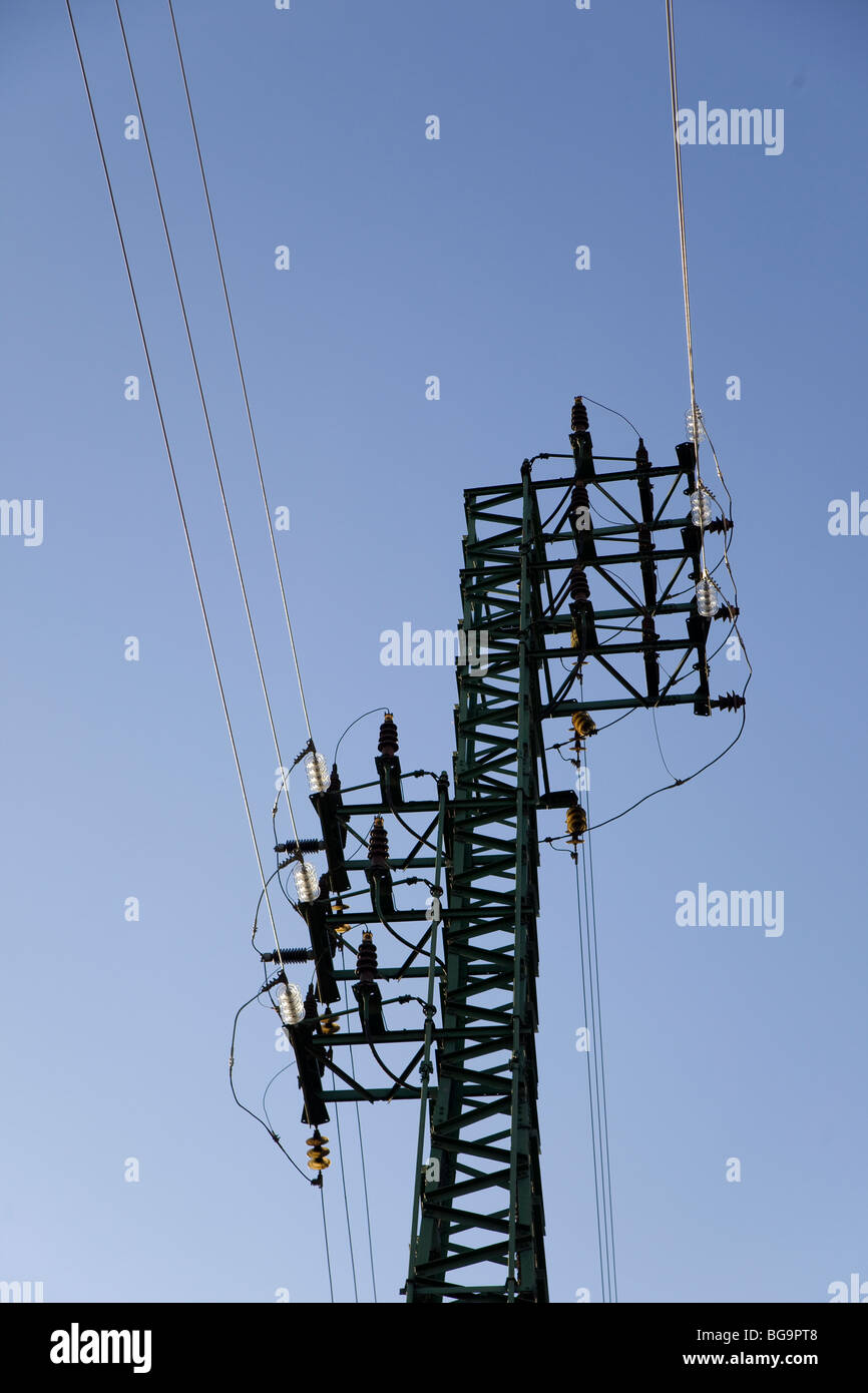 power lines with the sky as a background Stock Photo - Alamy