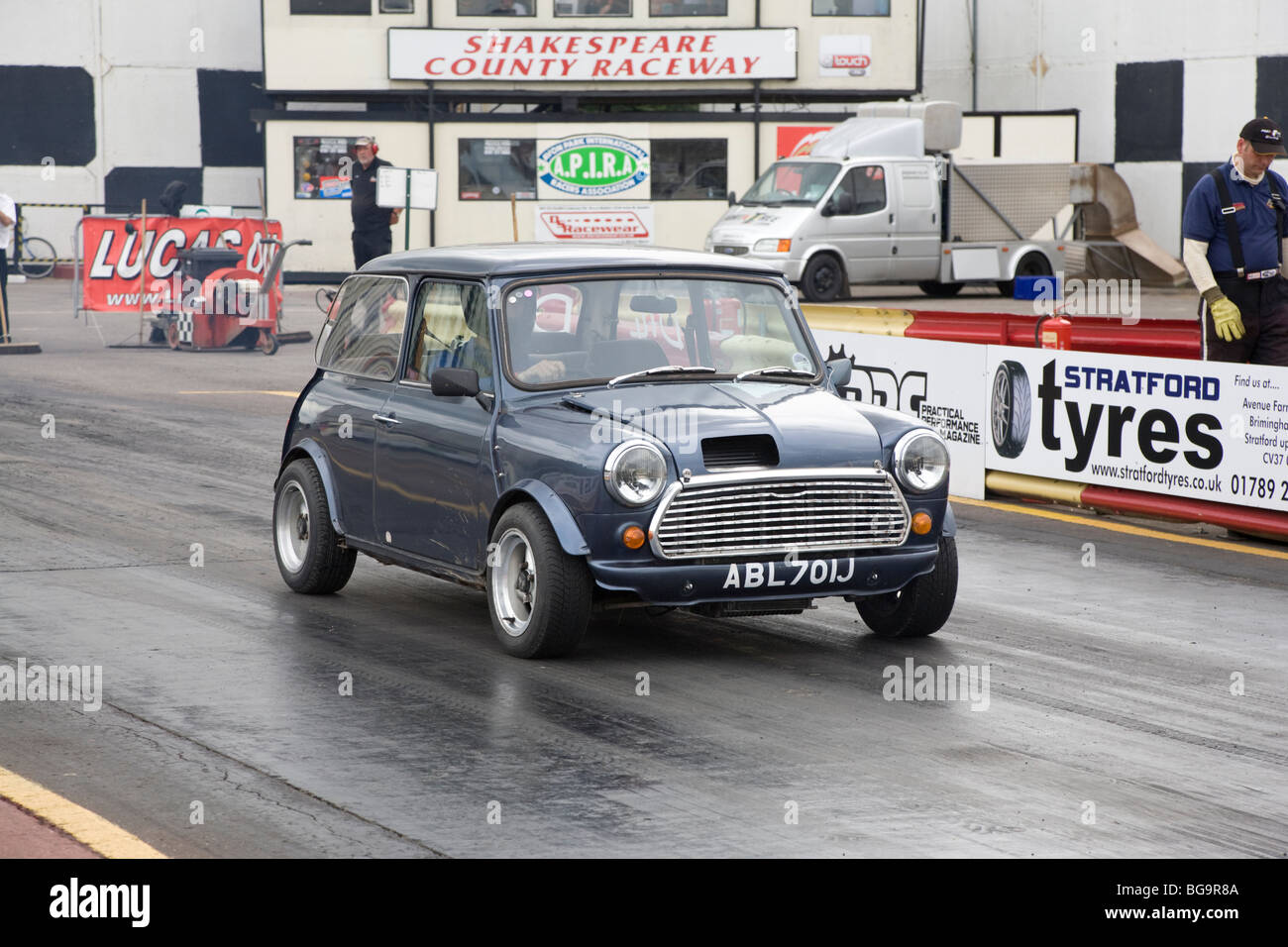 Shakespeare County Raceway Blue Mini drag racing at the start line ...