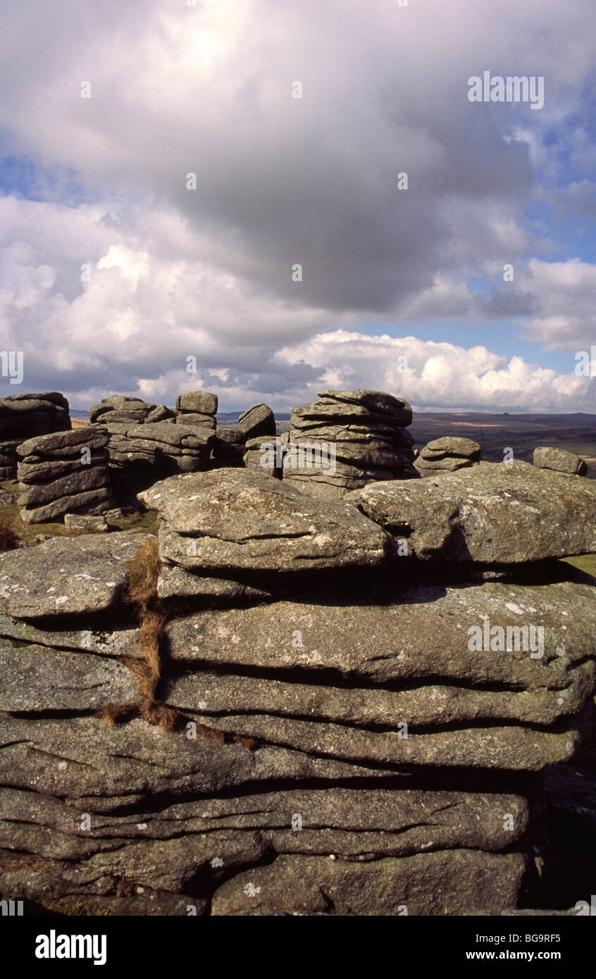 Rocky outcrop of Combestone Tor Dartmoor Devon Stock Photo - Alamy
