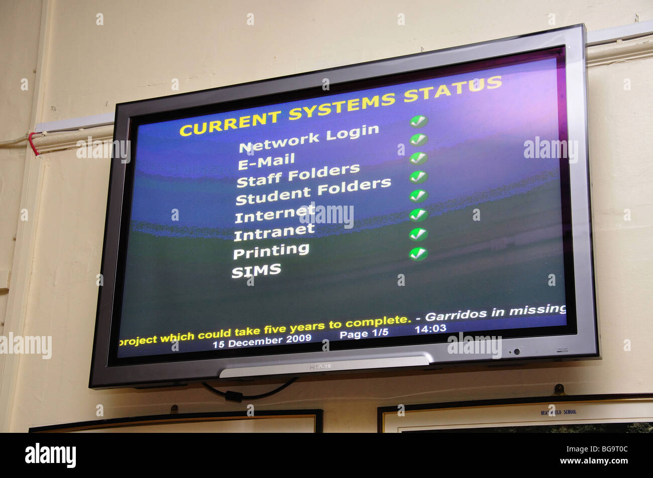 TV monitor information board, Heathfield St.Mary's School, London Road ...