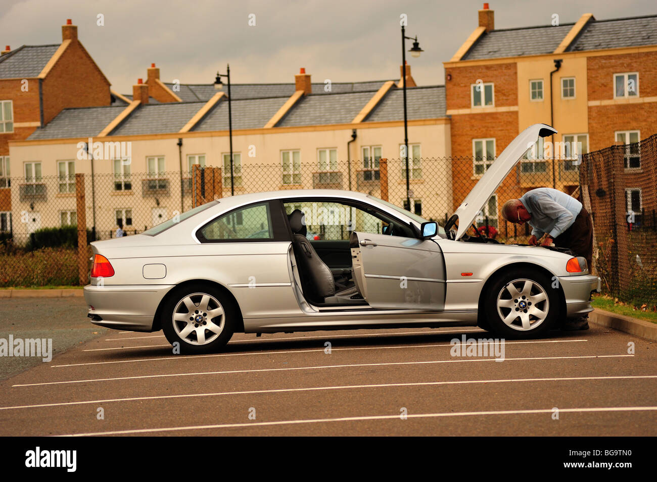 BMW Car Broken Down Stock Photo - Alamy