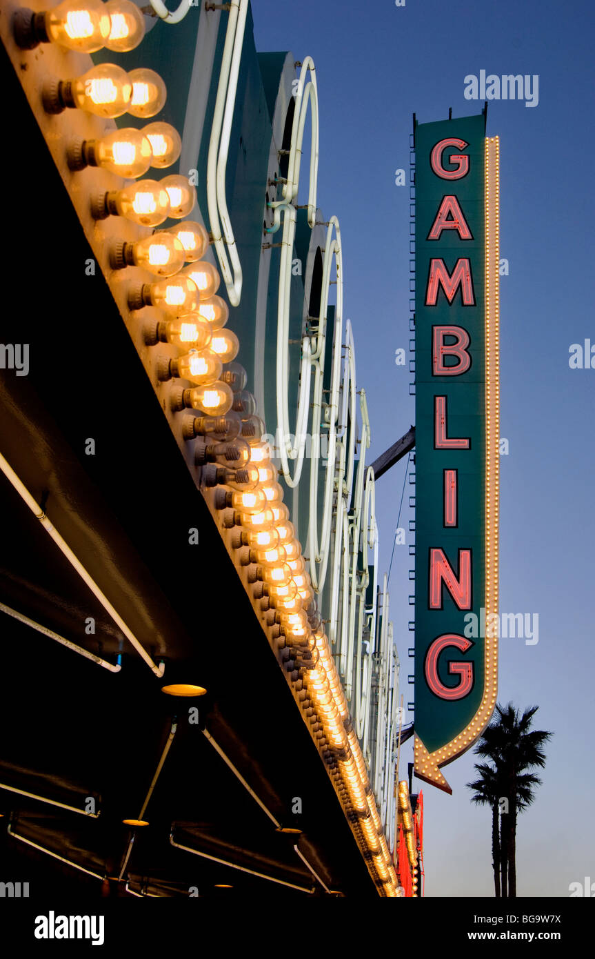 Neon Gambling Sign in Las Vegas Stock Photo - Alamy