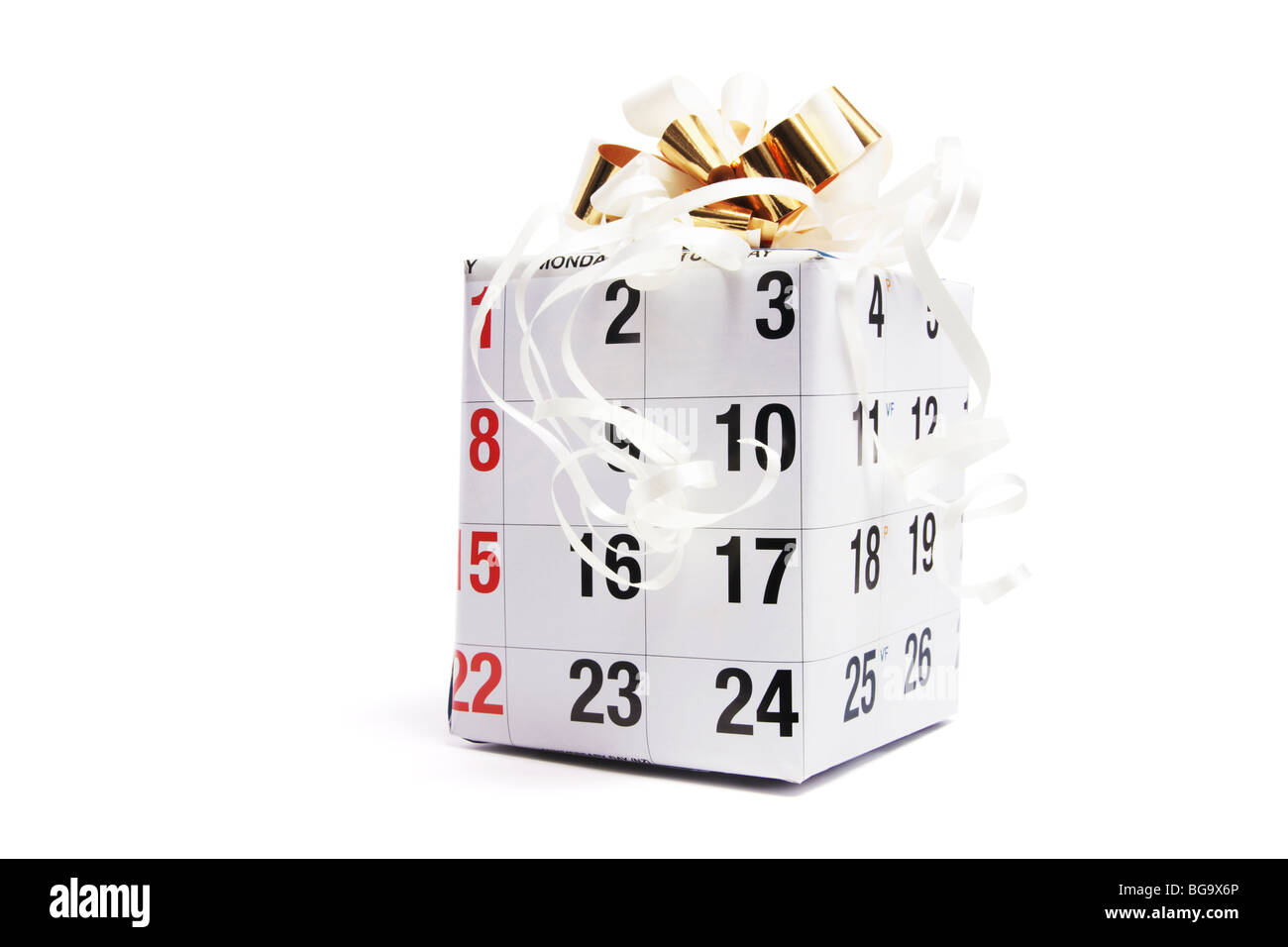 Gift Parcel Wrapped with Calendar Page Stock Photo - Alamy