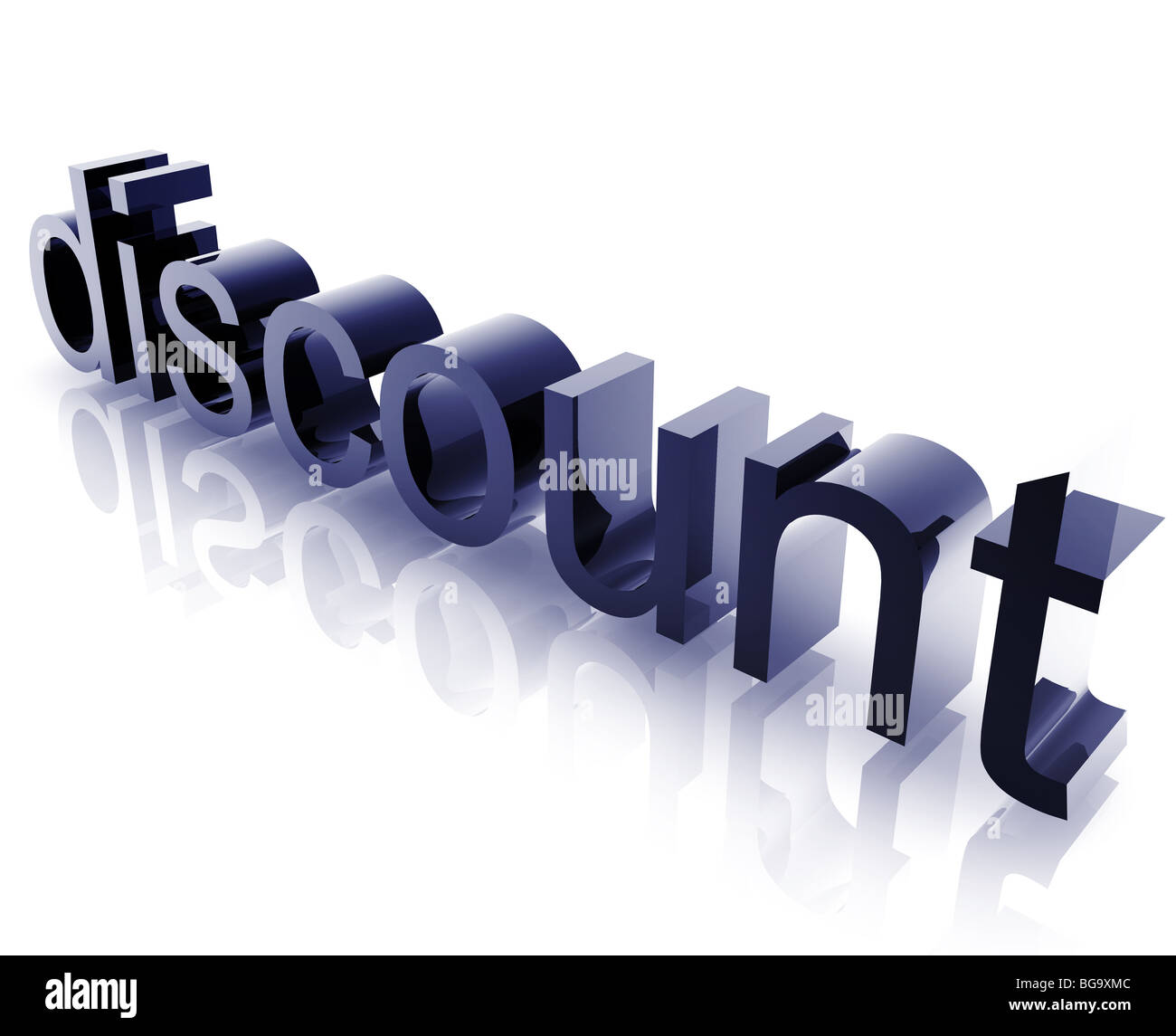 Discount sales word graphic, with metal chrome style Stock Photo - Alamy