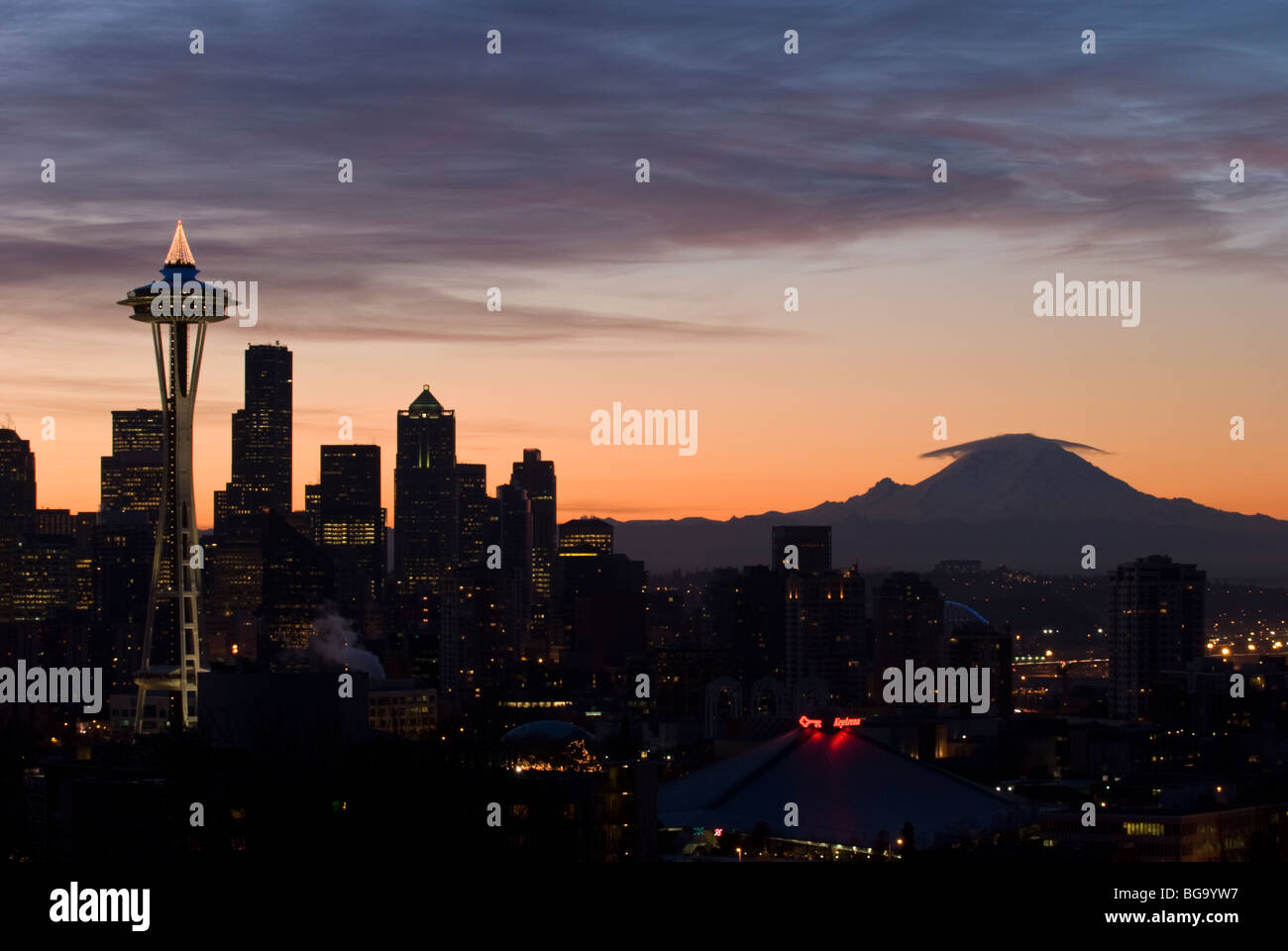 The view of the Seattle skyline and space needle from Kerry Park Stock ...