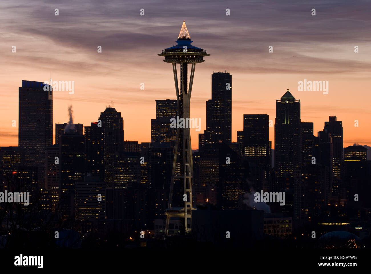The view of the Seattle skyline and space needle from Kerry Park Stock ...