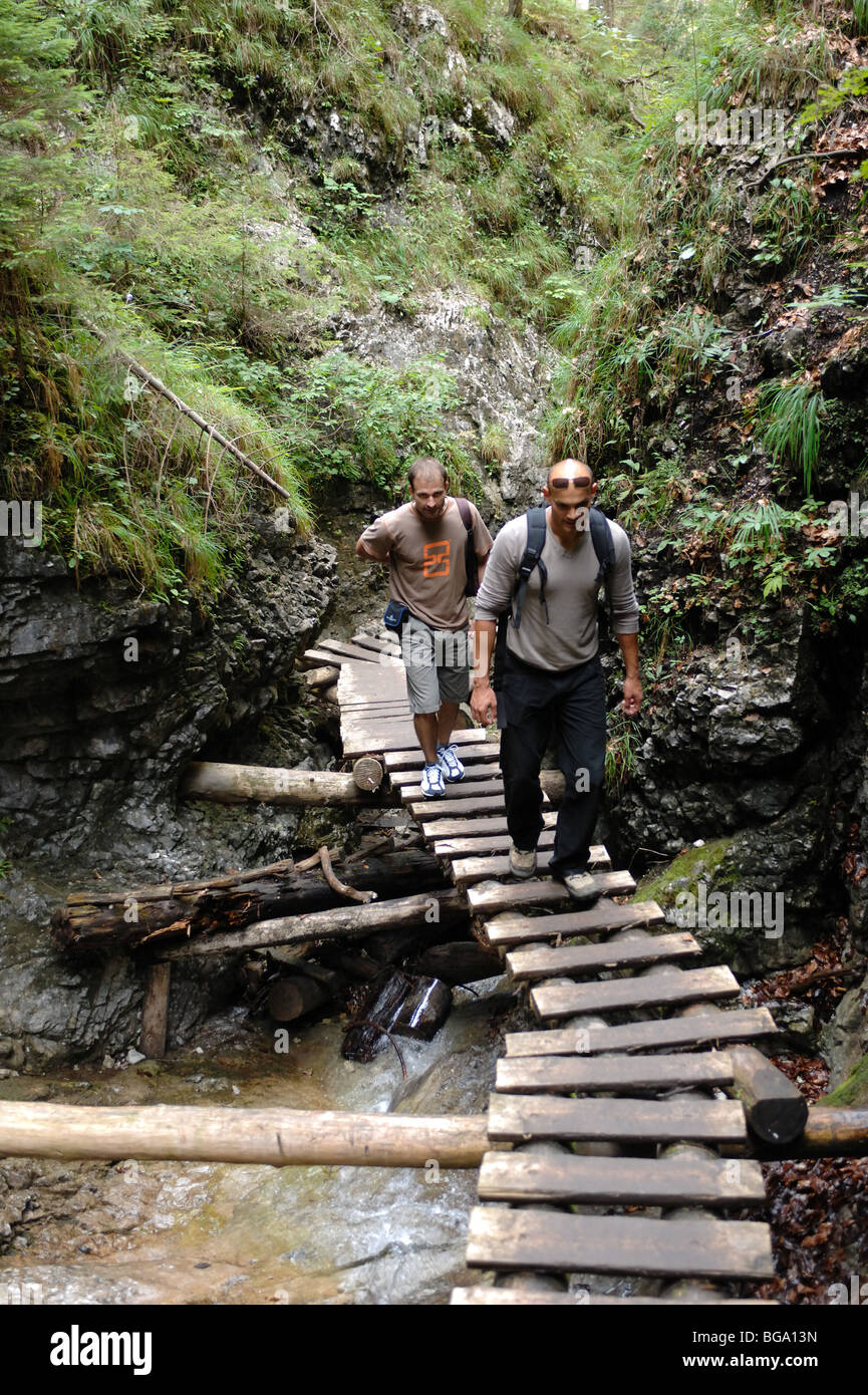 Walkers in the Sucha Bela Valley Slovensky Raj National Park Slovakia ...