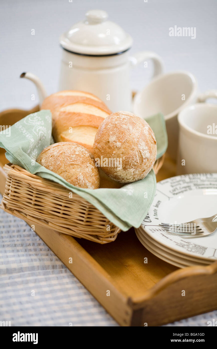 Tea set and bread Stock Photo - Alamy