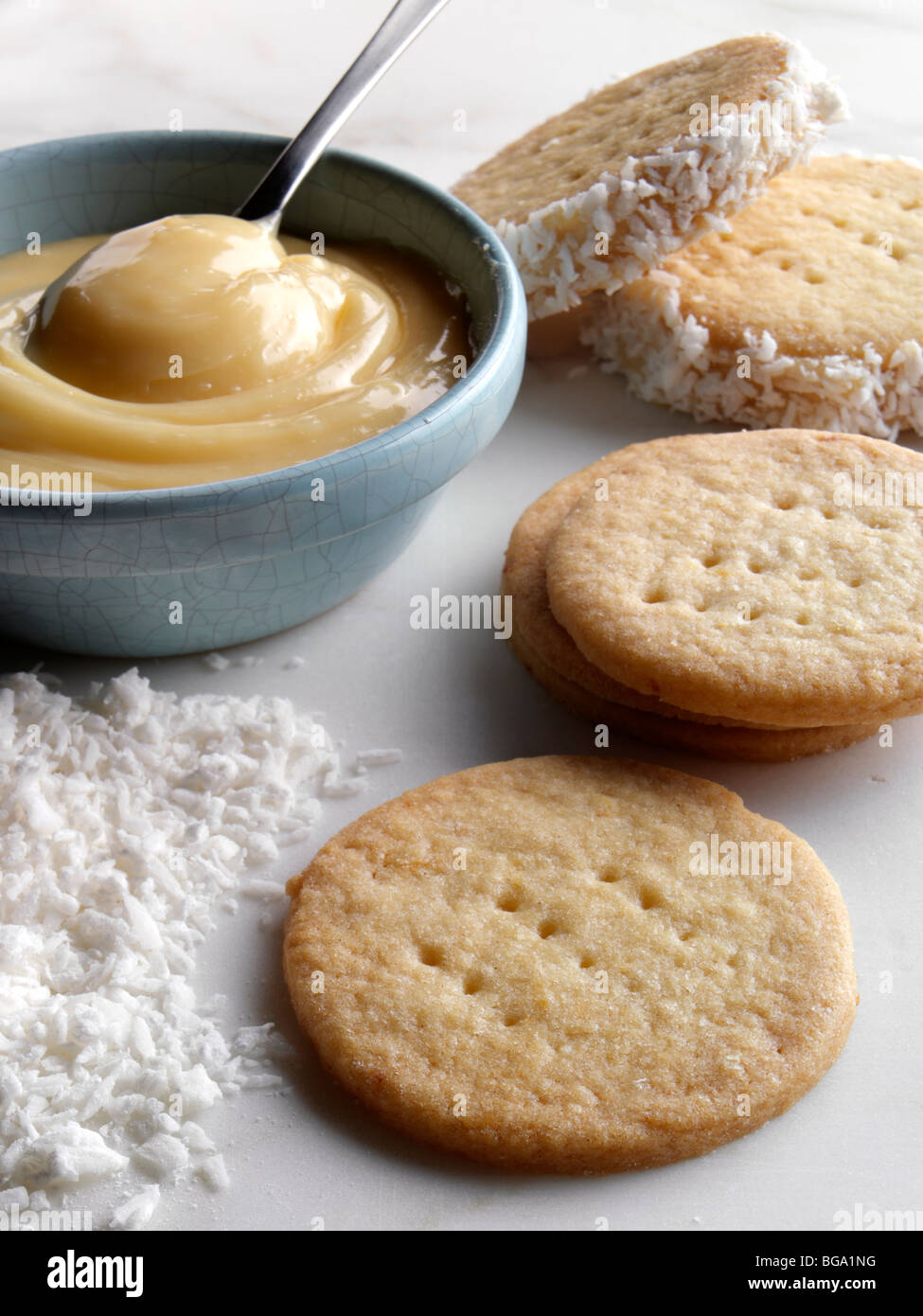 Coconut caramel wheels Stock Photo - Alamy