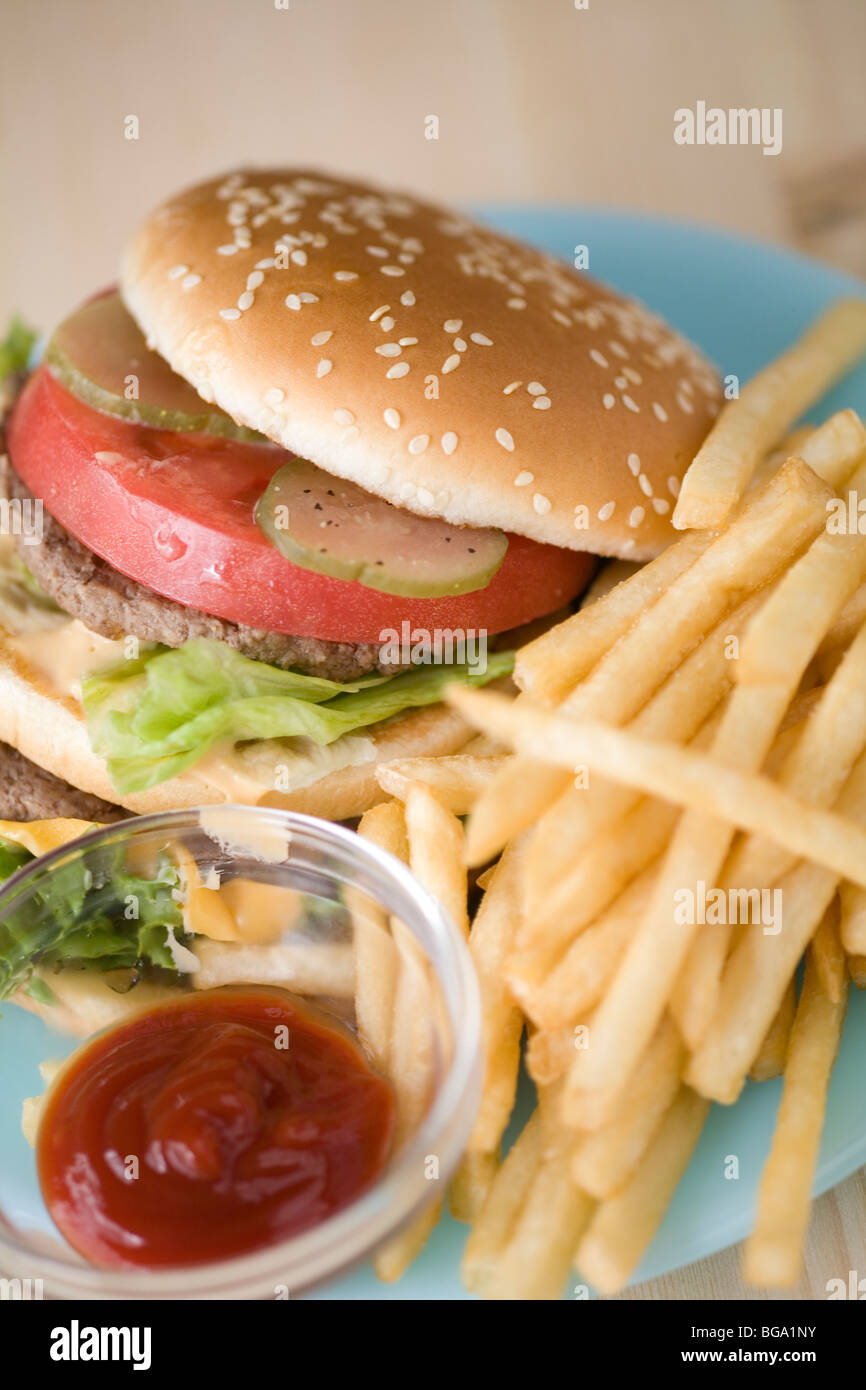 Hamburger and french fries Stock Photo - Alamy