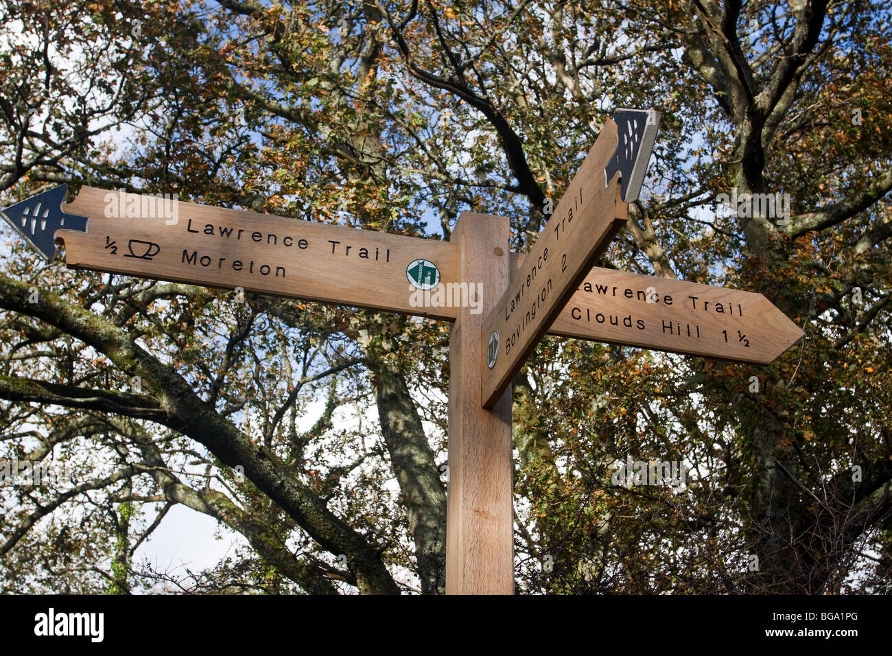 Sign on the Lawrence Trail which links Moreton where TE Lawrence is ...