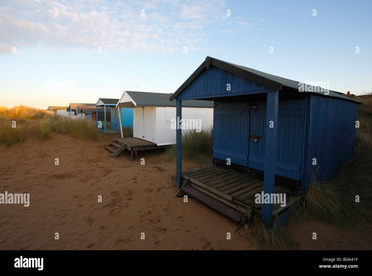 Beach huts at Old Hunstanton on the North Norfolk coast Stock Photo - Alamy