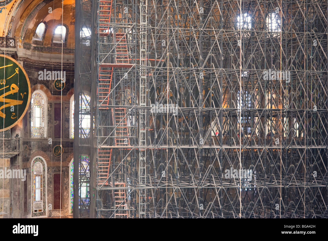 Restoration and Scaffolding in Mosque - Hagia Sophia, Istanbul, Turkey ...