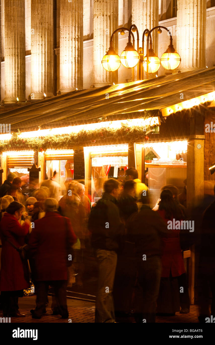 The German Market in Bimingham City Centre at Christmas. Beer stall in ...