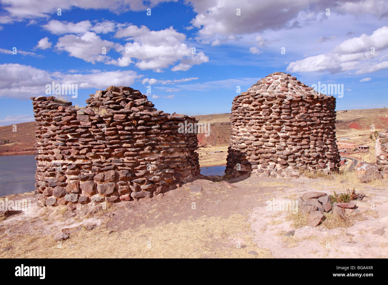 chullpas at the Sillustani Ruins near Puno, Peru, Andes, South America ...