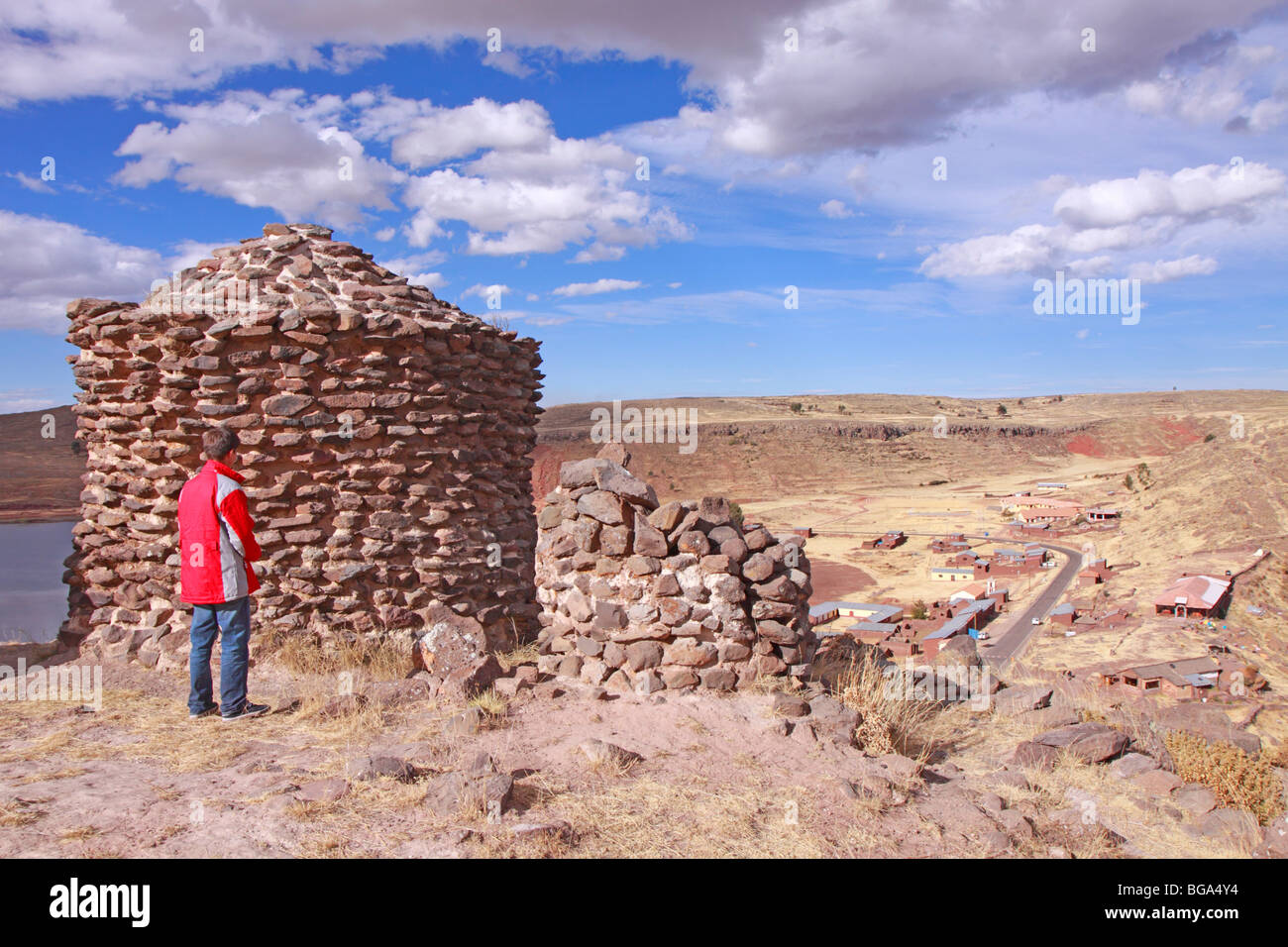 chullpas at the Sillustani Ruins near Puno, Peru, Andes, South America ...