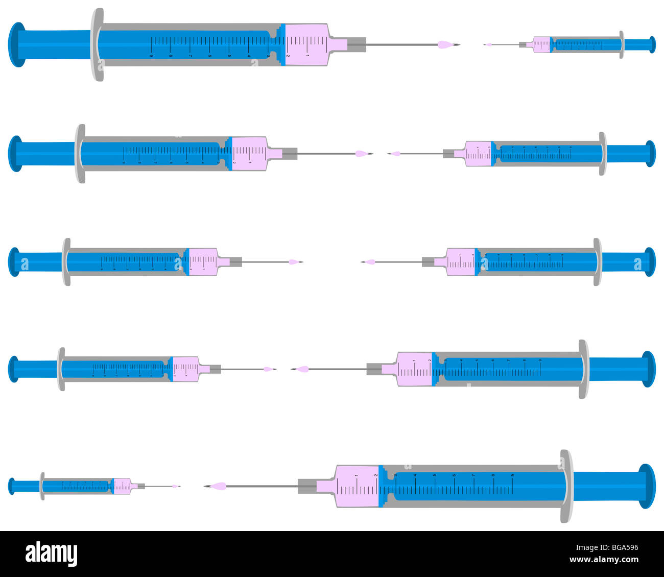 Illustration of filled injections on white background Stock Photo - Alamy