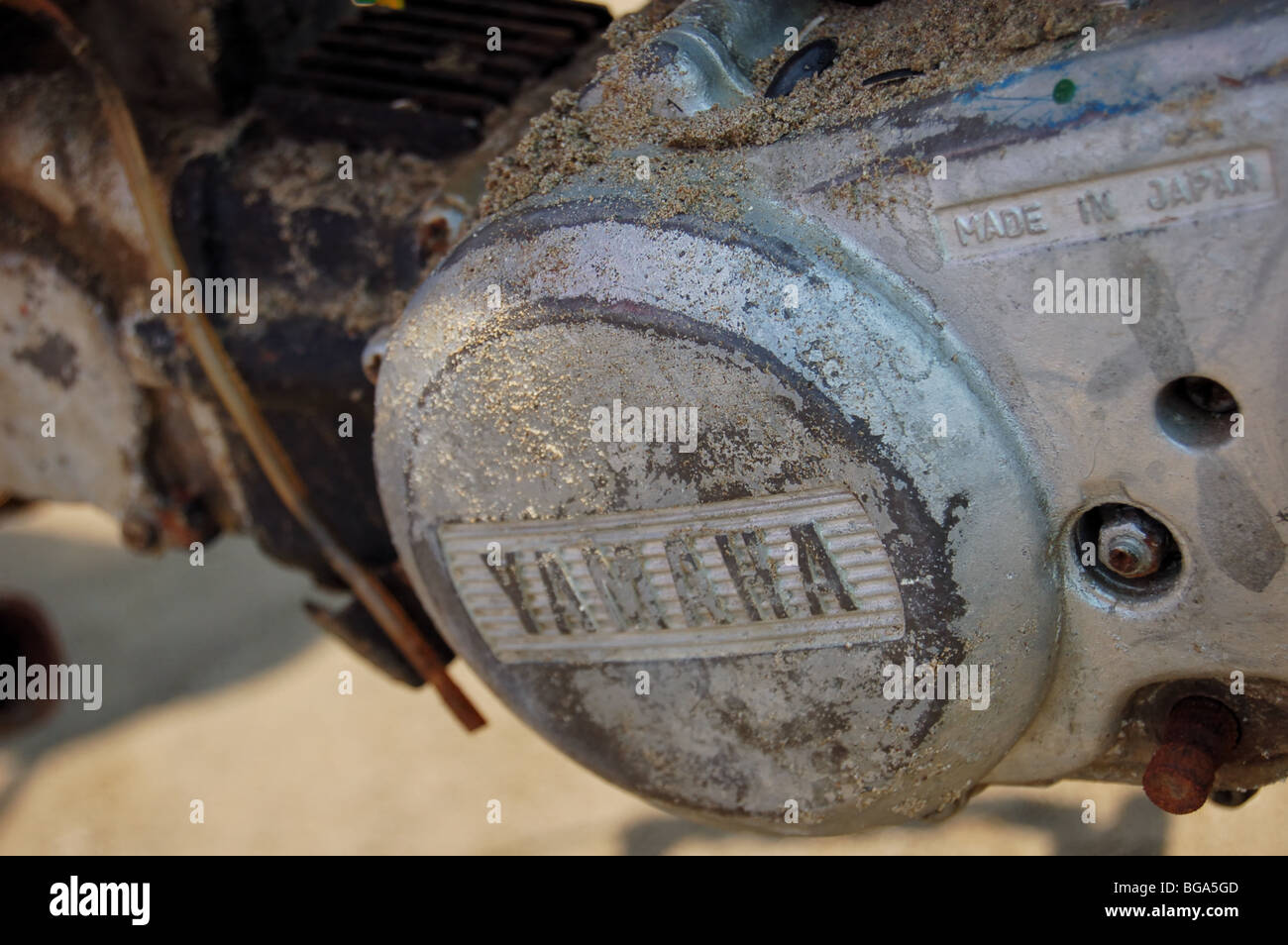 Close look at old Yamaha engine Stock Photo - Alamy