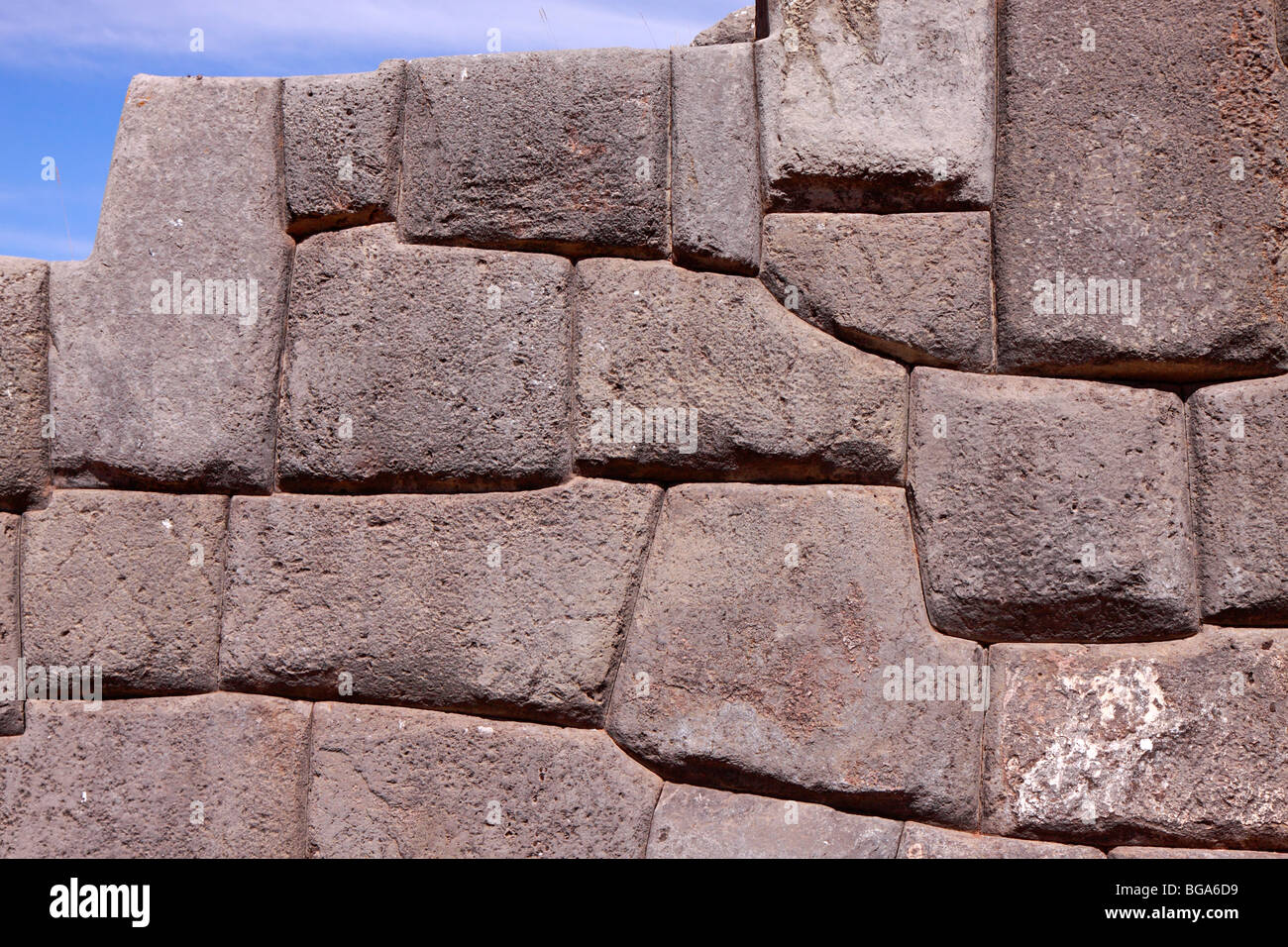 old Inca wall at the Inca ruins of Sacsayhuaman, Cuzco, Andes, Peru ...