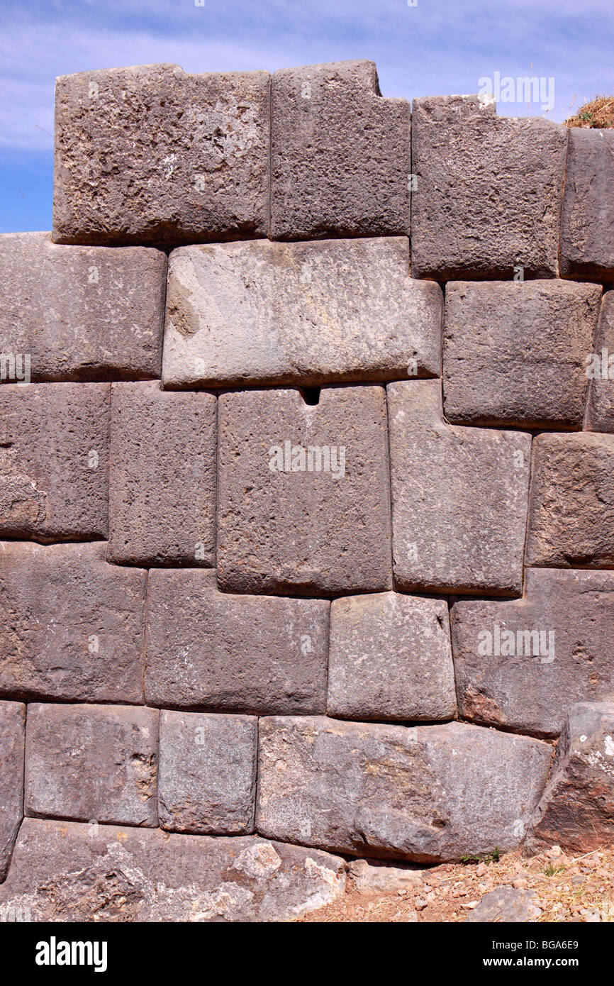 old Inca wall at the Inca ruins of Sacsayhuaman, Cuzco, Andes, Peru ...