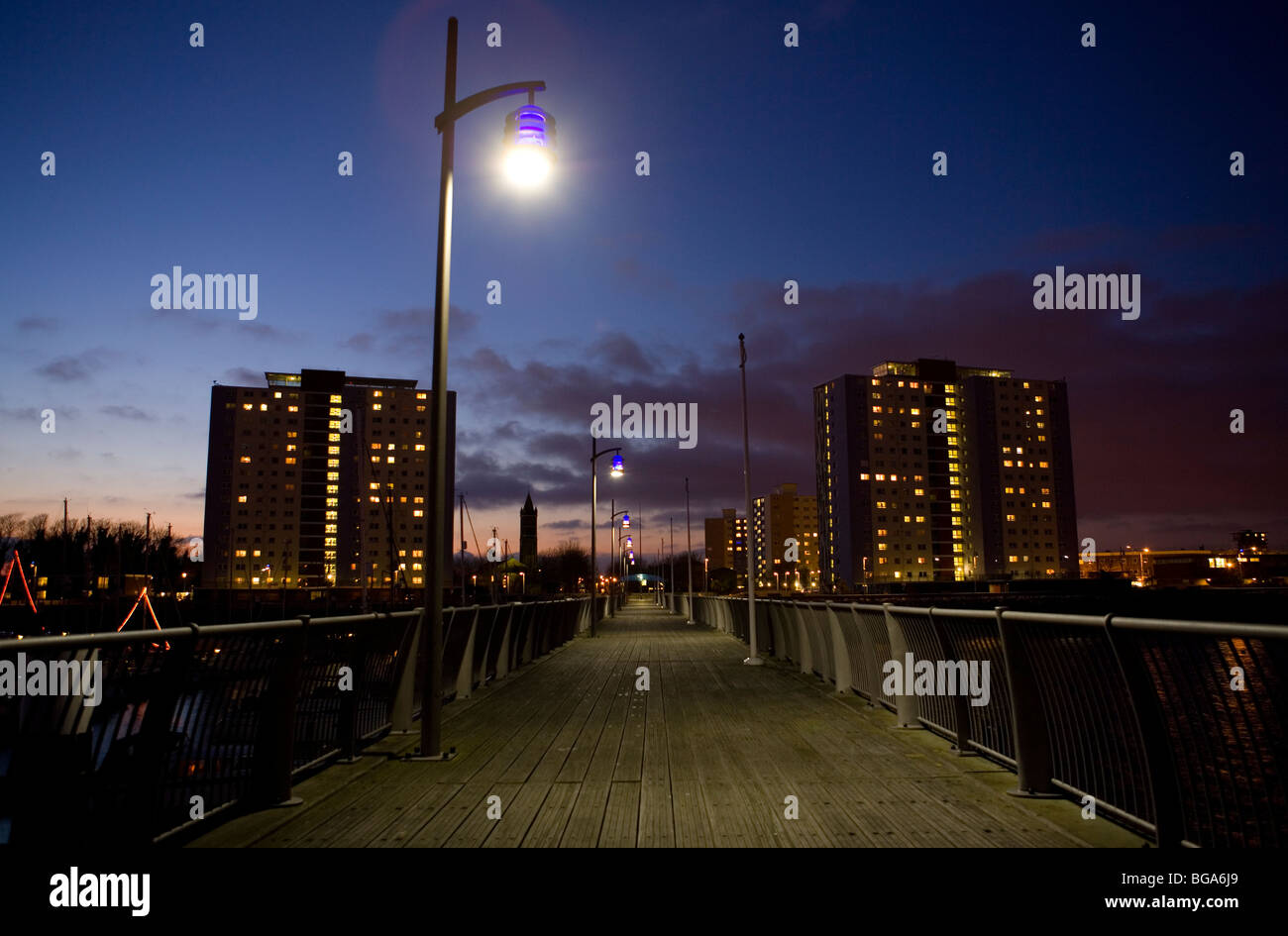 Pier and harbour night cityscape Stock Photo - Alamy