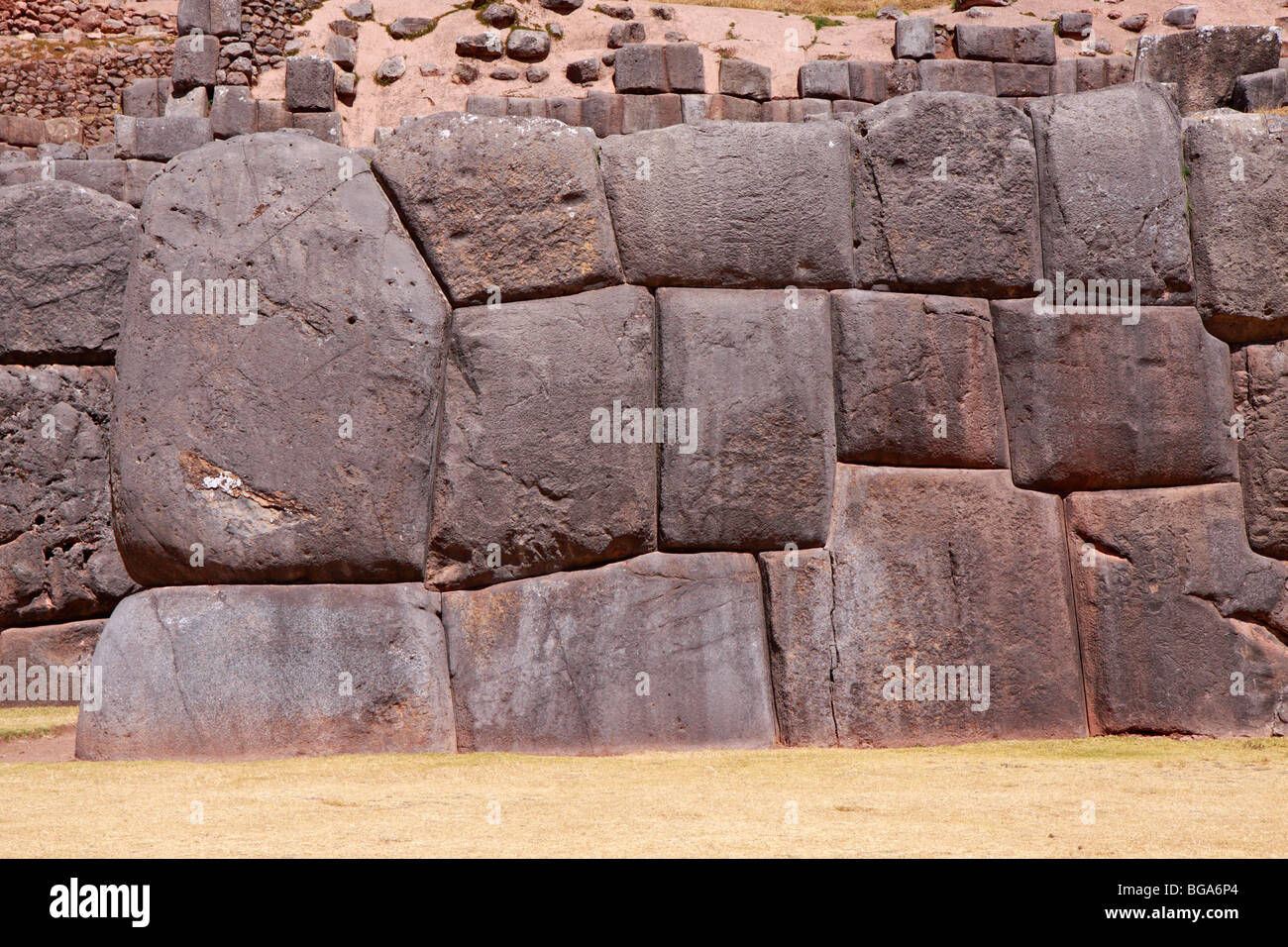 old Inca wall at the Inca ruins of Sacsayhuaman, Cuzco, Andes, Peru ...