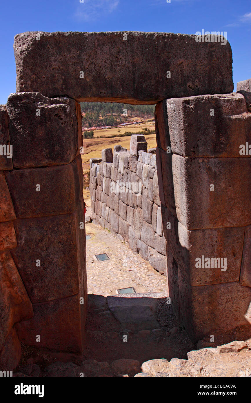 old Inca wall at the Inca ruins of Sacsayhuaman, Cuzco, Andes, Peru ...