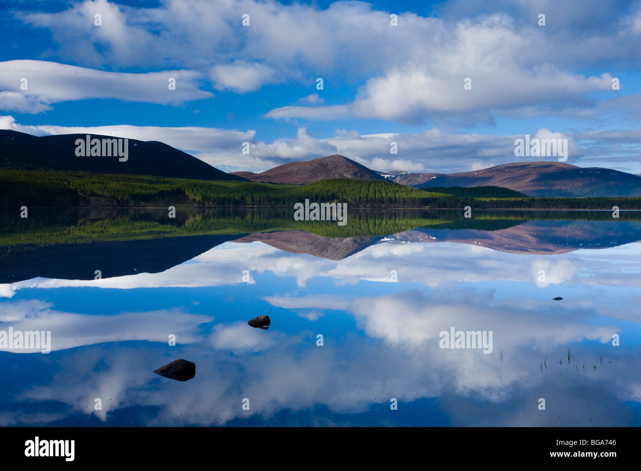 Scotland, Highlands, Cairngorms National Park. Clouds, forest and ...